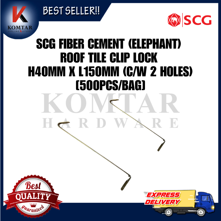 SCG FIBER CEMENT (ELEPHANT) ROOF TILE CLIP LOCK H40MM X L150MM (C/W 2 ...