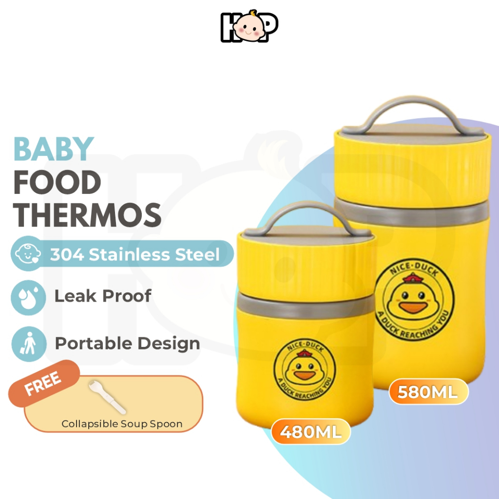 [Free Spoon] Stainless Steel Baby Food Thermos (580ml) Thermos Food ...