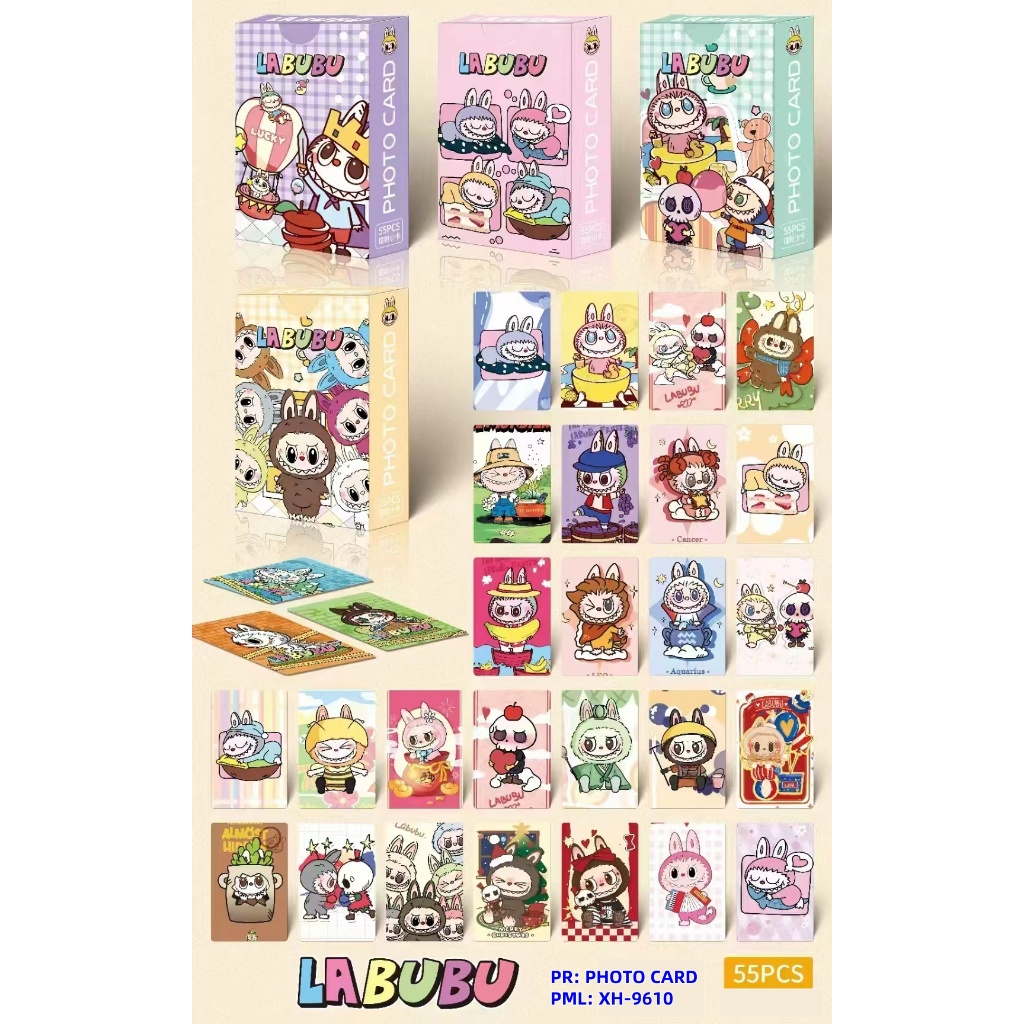LABUBU 55pcs Collection Lomocard Lomo Cards The Monster Rabbit Double ...