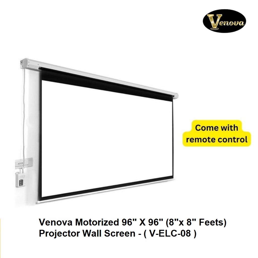 Venova Motorized 96" X 96" (8"x 8" Feets) Projector Wall Screen - ( V ...