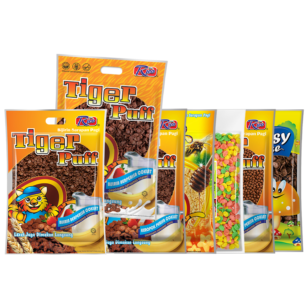 [600G] RICO ASSORTED BREAKFAST CEREAL KOKO TIGER PUFF / BALL / HONEY ...