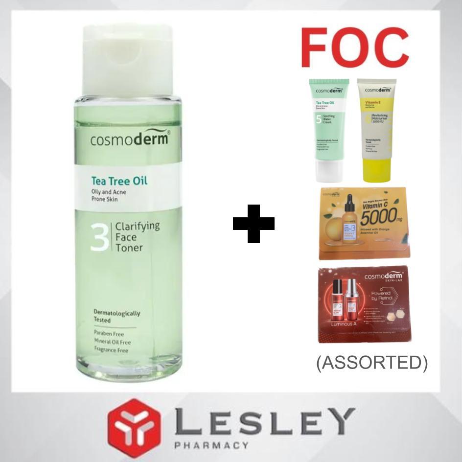 Cosmoderm Tea Tree Oil Clarifying Face Toner 100ml + FOC 1pcs Cosmoderm ...