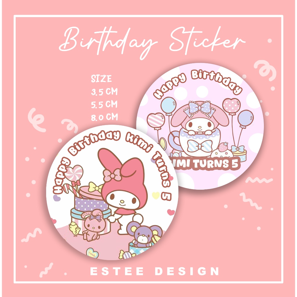 custom name birthday labels stickers cute cartoon Happy birthday party ...