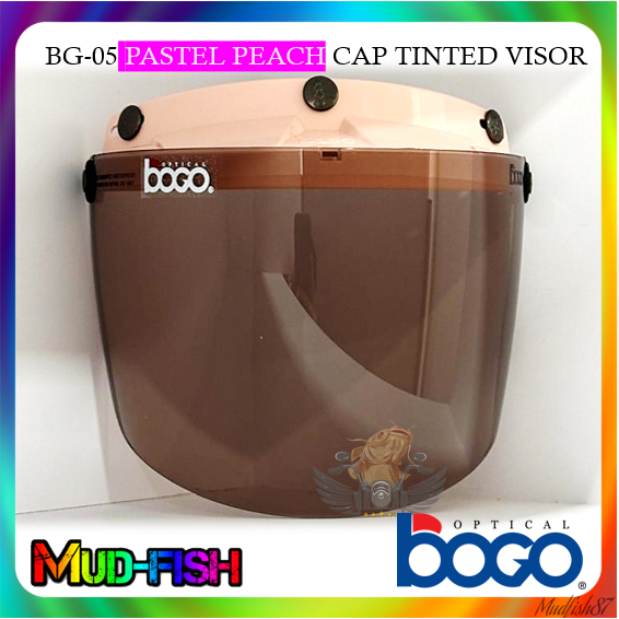 BOGO BG-05 BG05 3 BUTTONS PASTEL PEACH COLOUR CAP (TINTED VISOR ...
