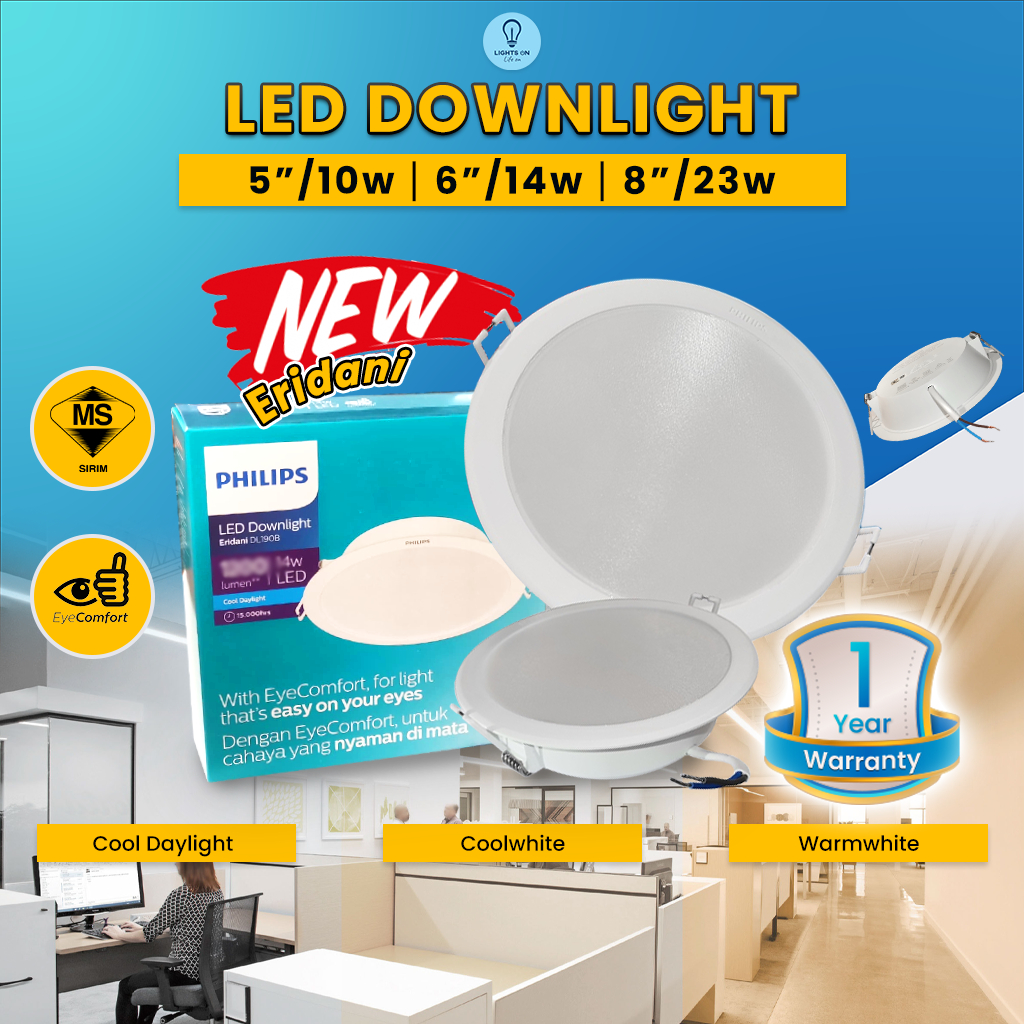 Philips Eridani DL190B Recessed LED Downlight Lampu Downlight Siling ...