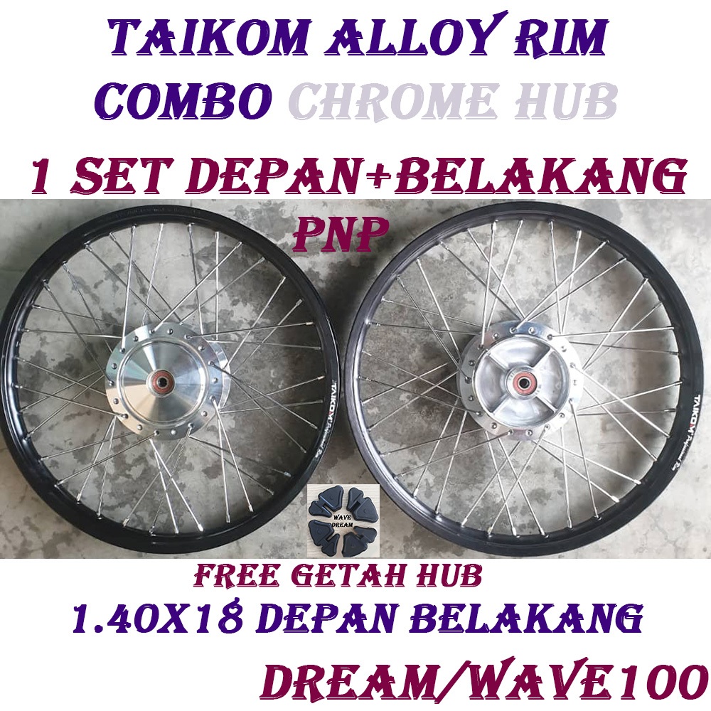 TAIKOM 1.40x18 ALLOY RIM LIDI EX5-Dream/Wave100 Chrome Hub Siap Setting ...