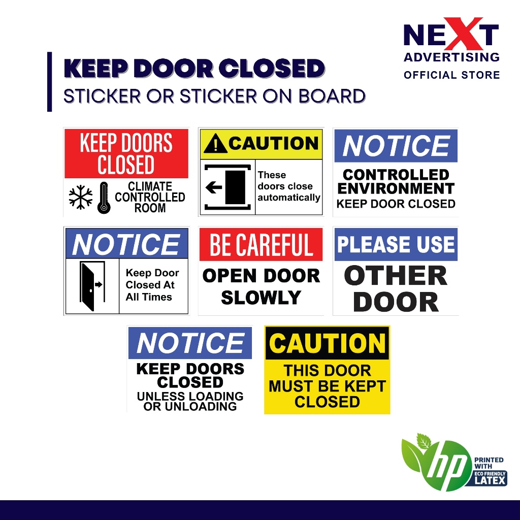 Keep Door Closed Sign | Please Use Other Door | Sticker or Sticker on ...