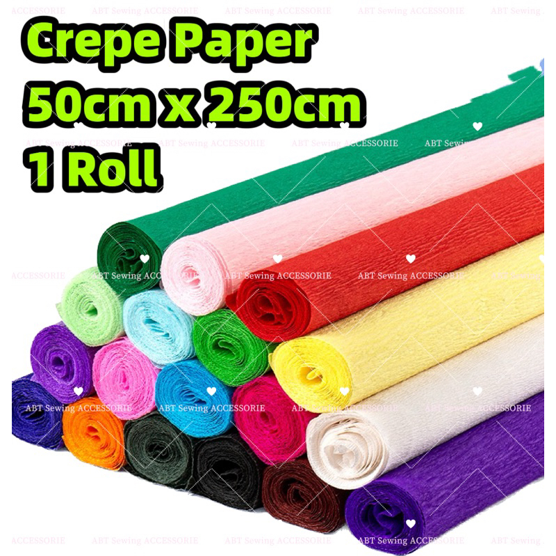 (250x50cm) 1Roll Crepe Paper Roll Flower Wrapping 皱纹纸 Bouquet Gift ...
