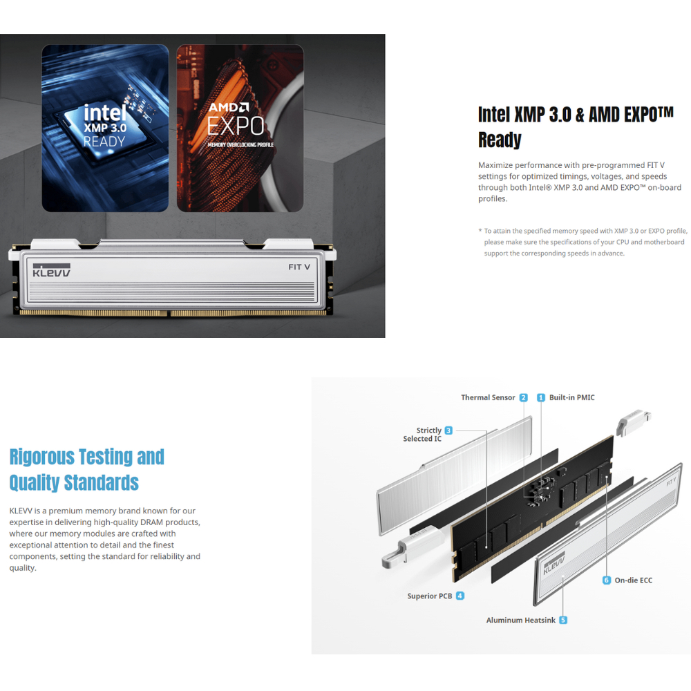 Flexi Tech KLEVV FIT V 6000MHz 16GB / 32GB - DDR5 Gaming Memory ...
