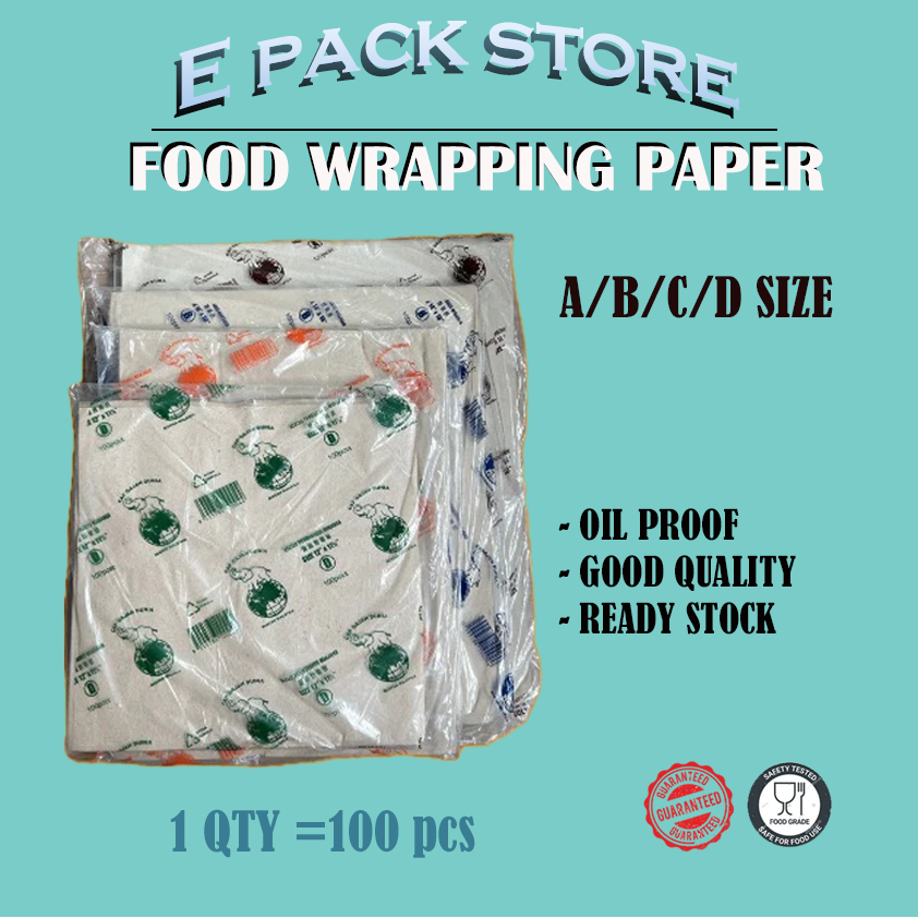 [100pcs] Hawker Paper/Food Paper Wrap/TAPAU 油纸/ Kertas Minyak Bungkus ...