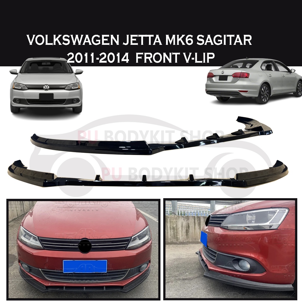 VOLKSWAGEN JETTA SAGITAR MK6 2011-2014 FRONT BUMPER V-LIP 3 PARTS WITH ...