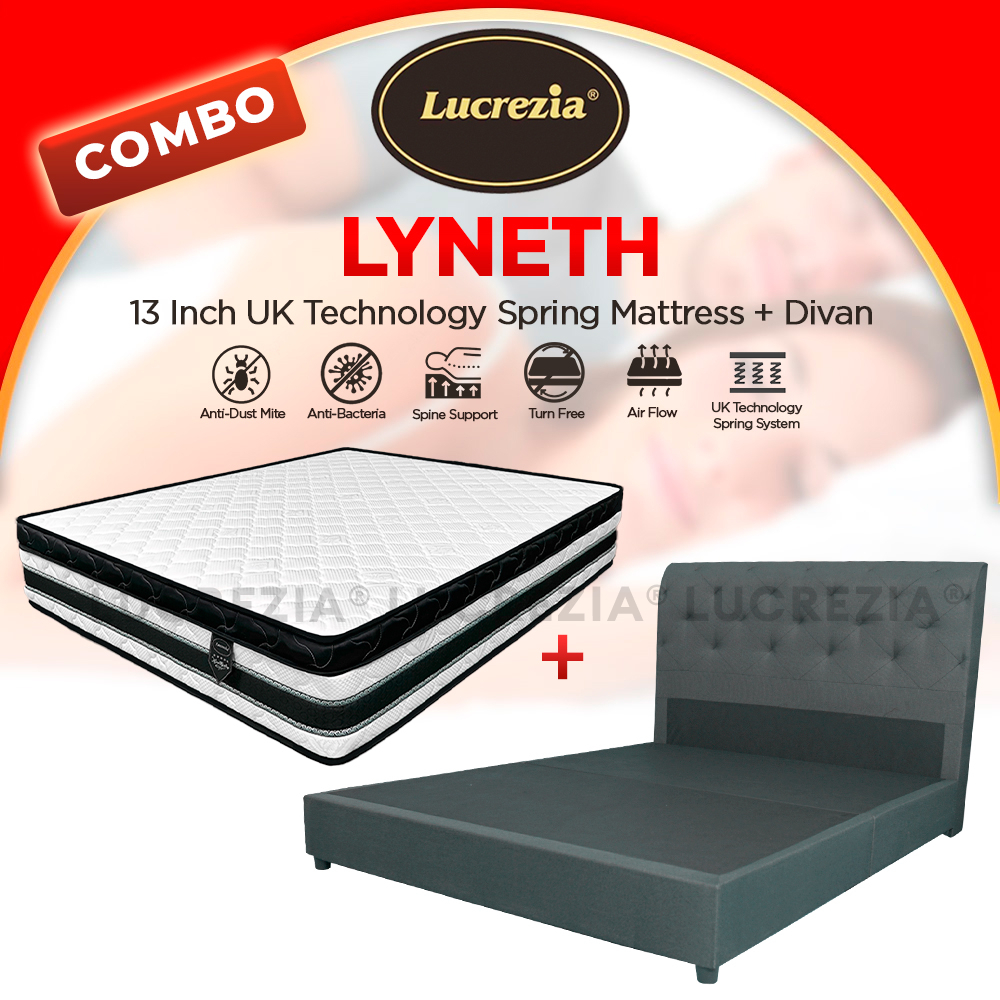 [COMBO DEAL] LUCREZIA Lyneth 13" UK Technology Spring Mattress with ...