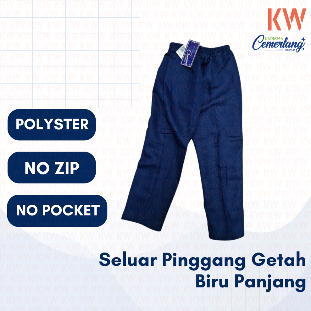 KC SELUAR SEKOLAH RENDAH PINGGANG GETAH BIRU CEMERLANG ( NO ZIP NO ...