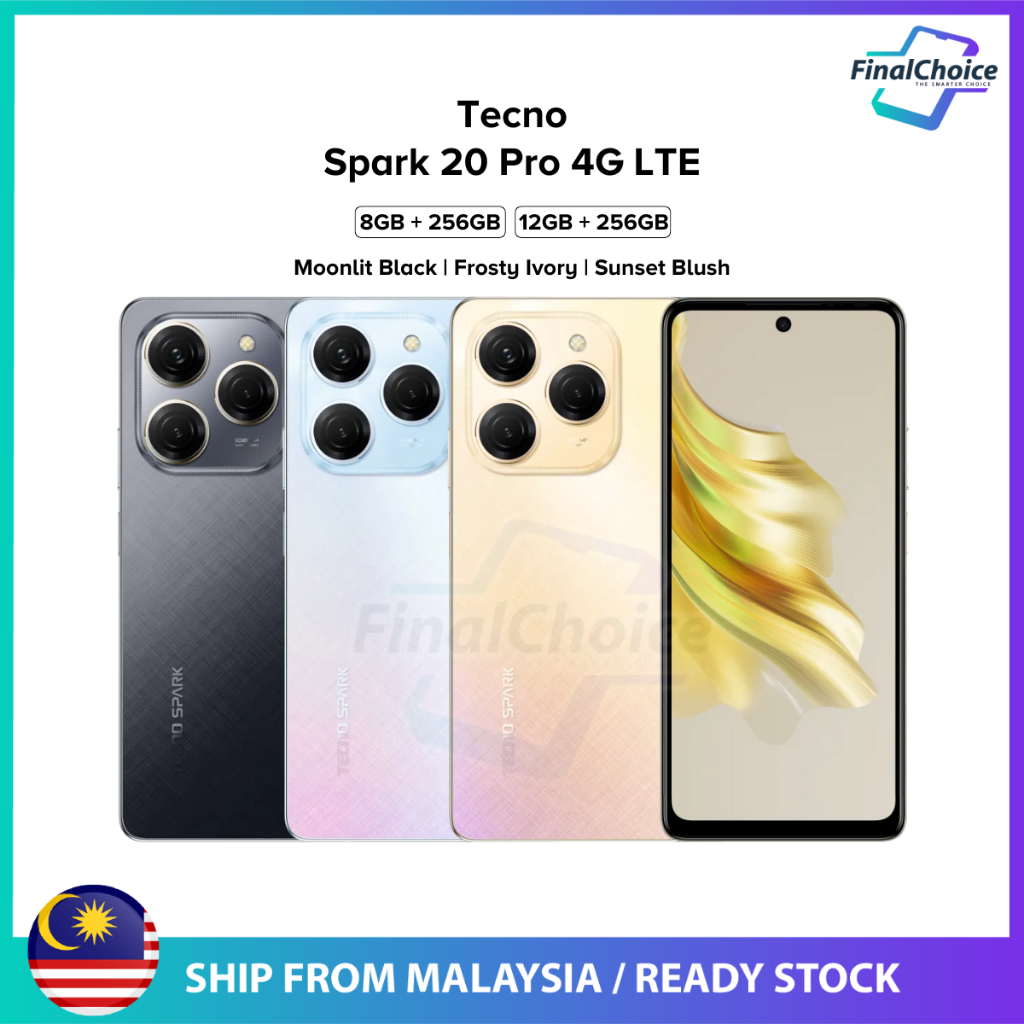 (New) Tecno Spark 20 Pro 4G LTE/KJ6 (8GB+256GB) Original Tecno Malaysia ...