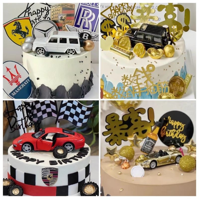 Porsche sports car jeep sailboat cake topper cake deco toy cake for men ...