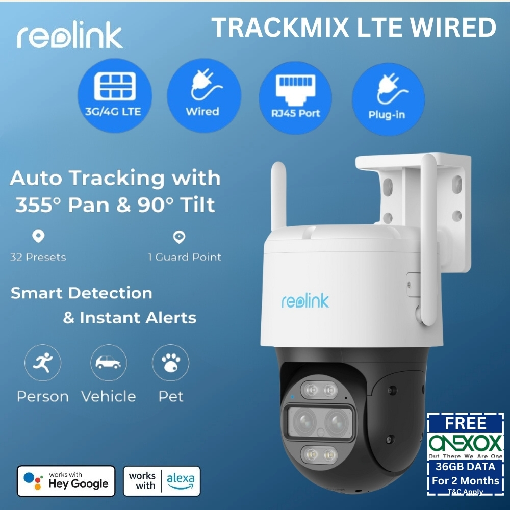 REOLINK TrackMix Wired LTE Security Camera, 4G LTE Camera, 4MP PTZ, 6X Hybrid Zoom with Auto ...