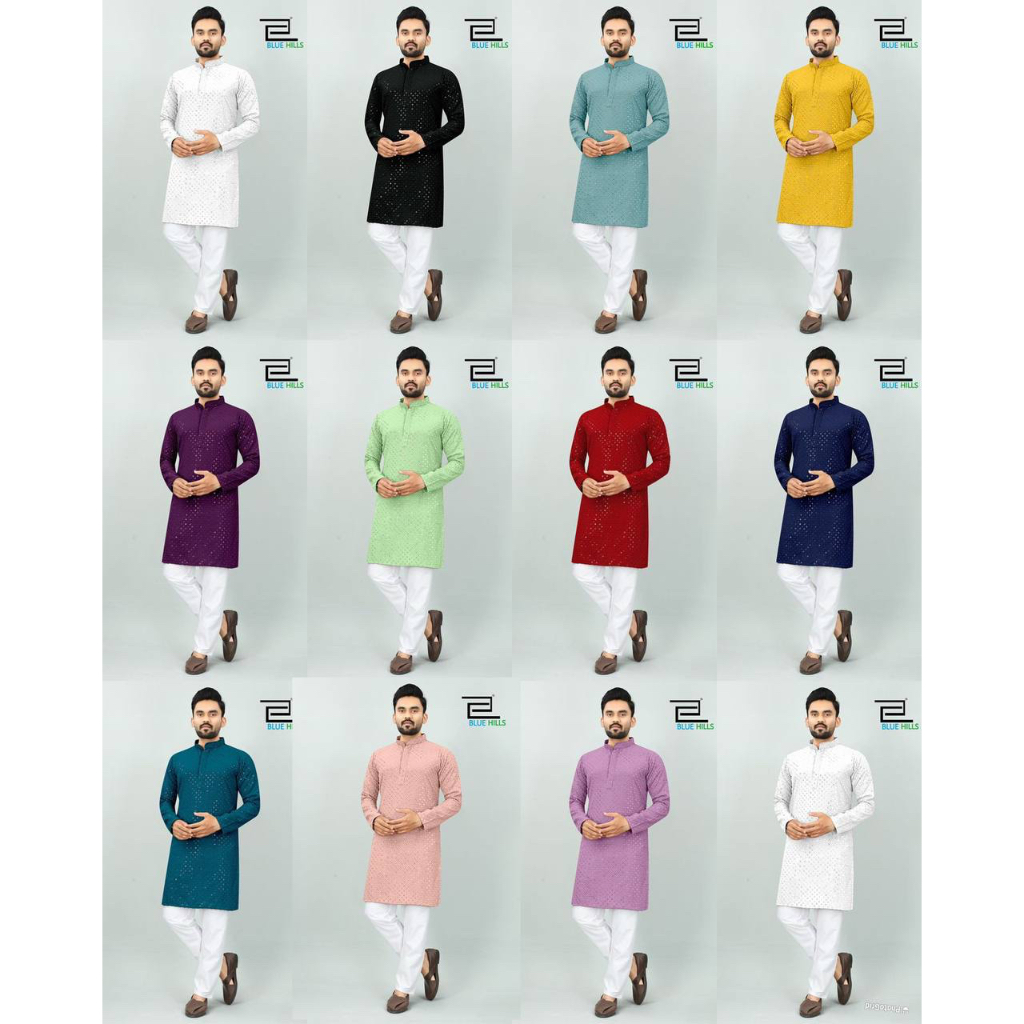 Chikan Work Traditional Kurta with Cotton Pants for Men (Jippa with ...