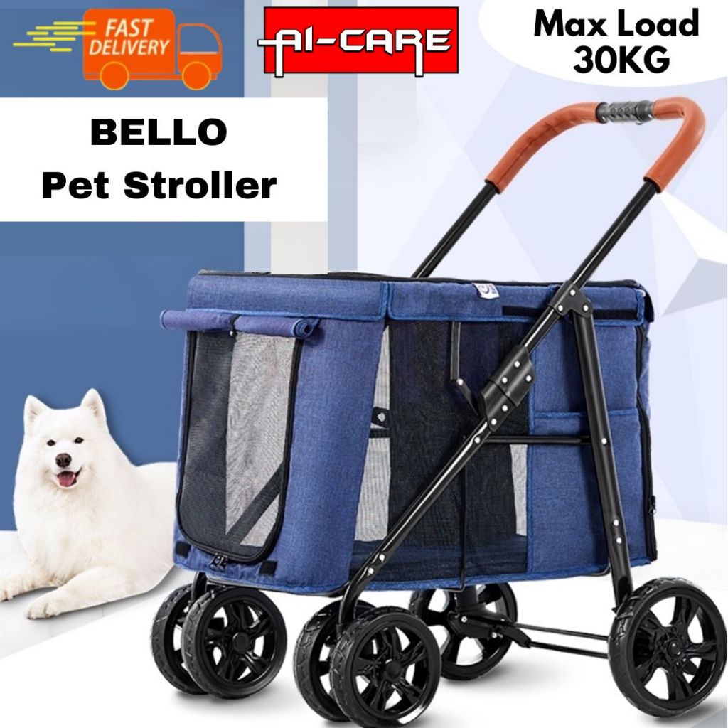 Bello Pet Stroller (Max Pet Weight 30kg) Cat Dog Stroller Pet Trolley ...