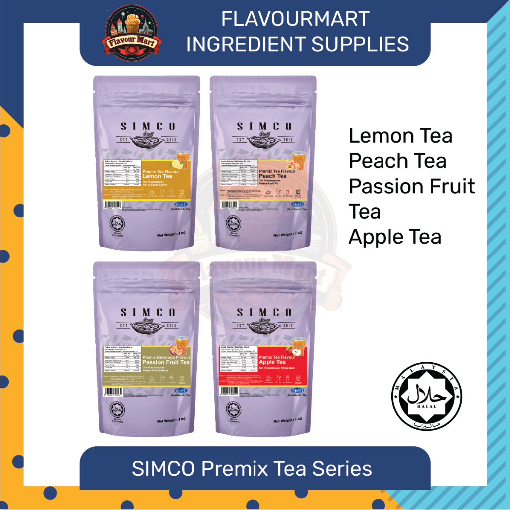 SIMCO Premix Tea Powder 1kg Halal Iced Lemon Tea Hot Lemon Tea Passion ...