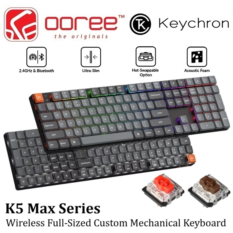 KEYCHRON K5M WIRELESS QMK FULL SIZED CUSTOM MECHANICAL KEYBOARD WITH 2 ...