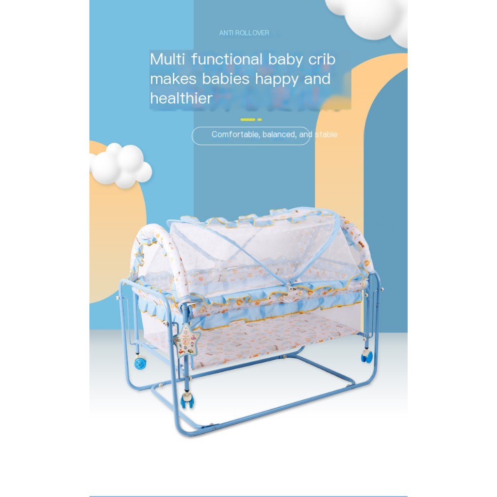 Children's Rocking Bed Universal Wheel with Brake Baby Children's Bed ...