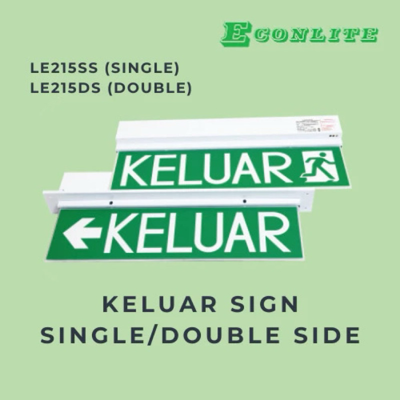 Econlite LE-215 S/S Self – Contained Emergency KELUAR Sign | Shopee ...