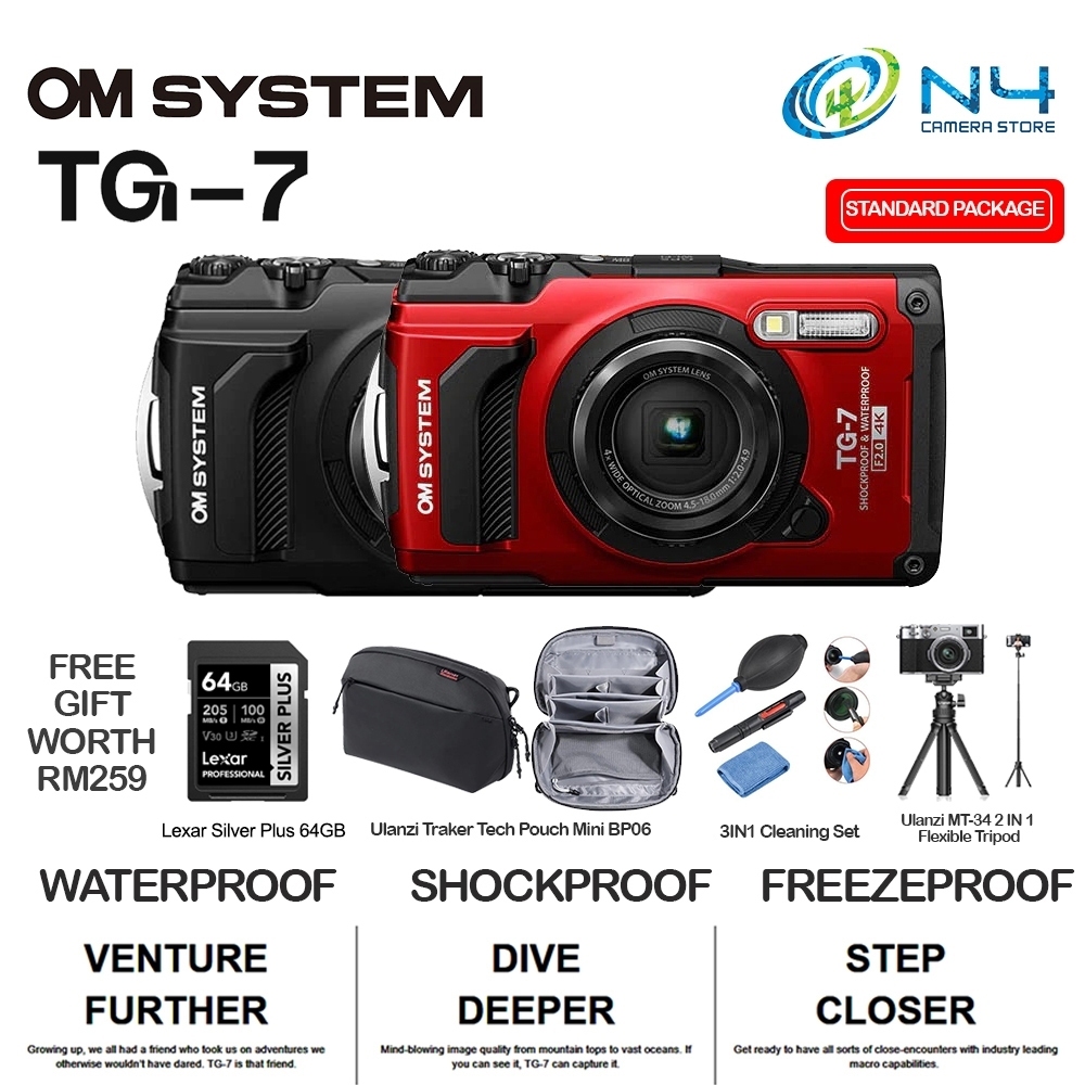 Olympus OM SYSTEM Tough TG-7 / TG7 Digital Camera (Black/Red) | Shopee ...