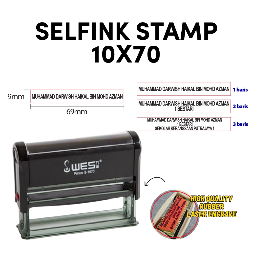 Selfink Stamp (10x70) - Cop Nama Panjang | Shopee Malaysia