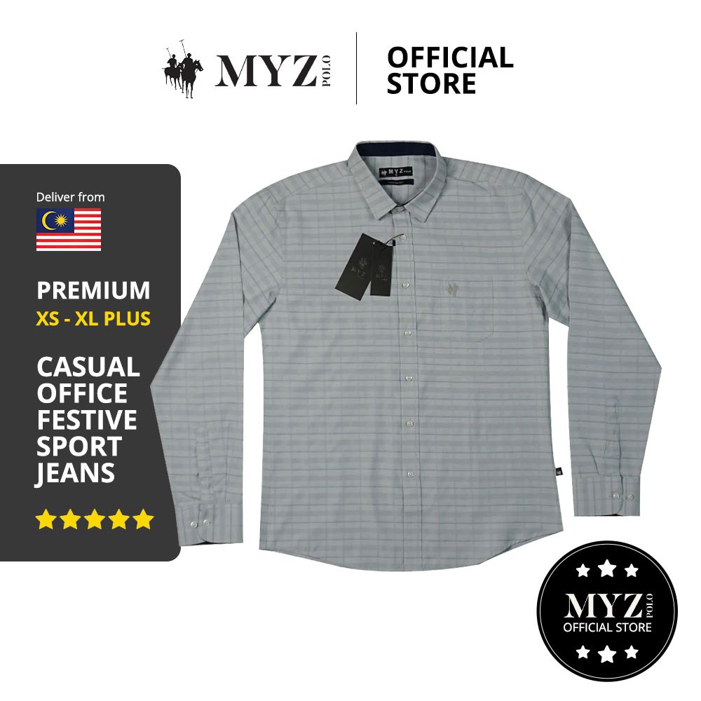 MYZ POLO Premium Office / Formal / Checkered Pocket Long Sleeve Shirt ...