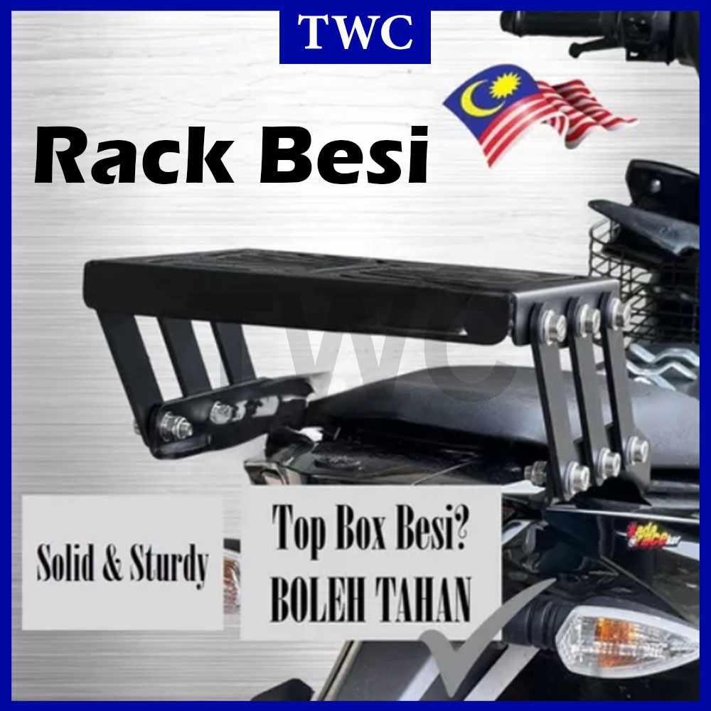 TWC Rack Y15 Y16 Lc135 Foldable Adjustable Heavy Duty Top Rack Lipat Box Kotak Bracket Rear ...