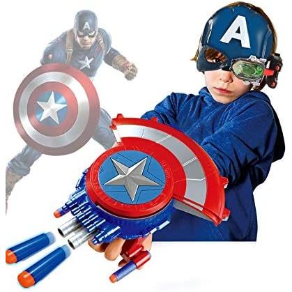 Marvel Avengers Captain America Shield Launcher Bullet Toy Gun Mask ...