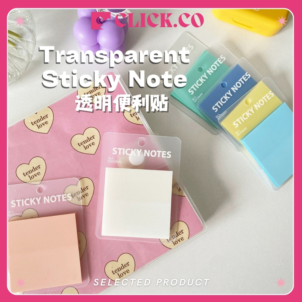 Transparent Sticky Notes, Transparent Colour Waterproof Bookmarks Memo ...