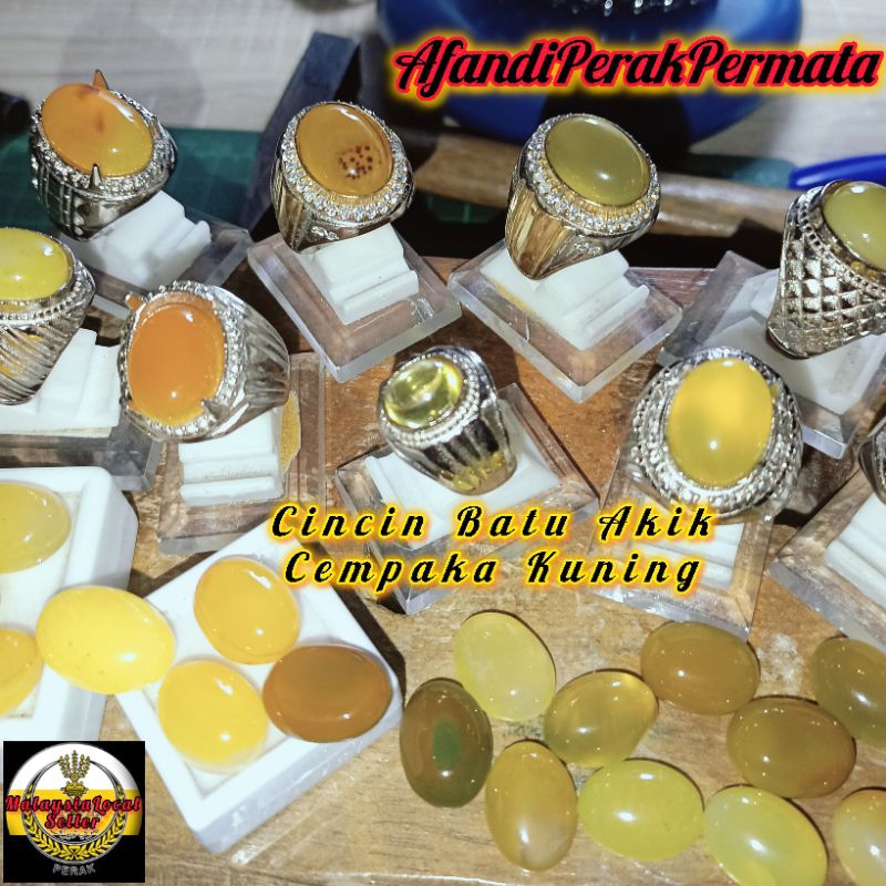 CINCIN batu akik Cempaka kuning ikatan silver alpaka525 super chroom ...