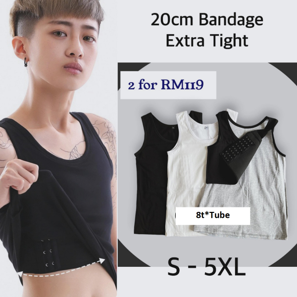 [2 for RM119] Vestlike 3 Full Cotton 8t*Tube Singlet Chest Binder Sport ...