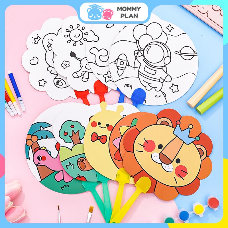 DIY Graffiti Painted Fan Cartoon Coloring Handicrafts Creative Fan For ...