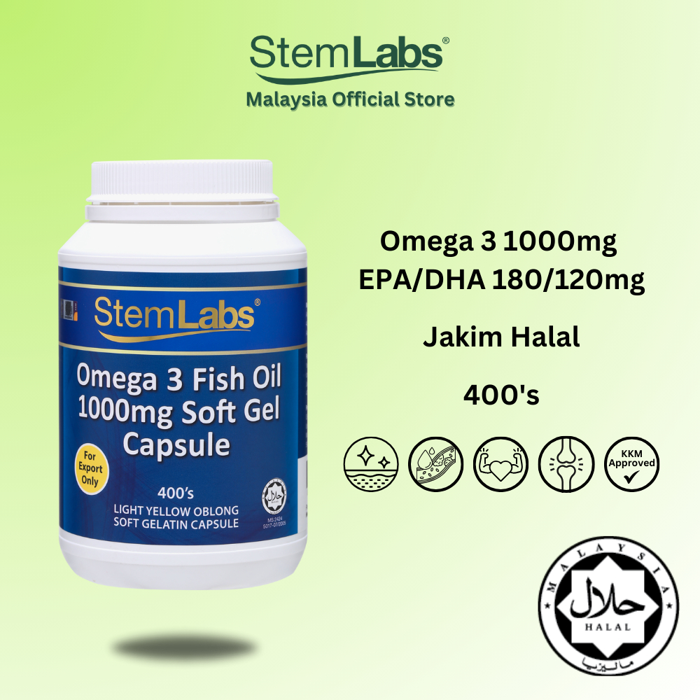 StemLabs Fish Oil Minyak Ikan Omega 3 EPADHA 180/120mg Jakim Halal | Shopee Malaysia