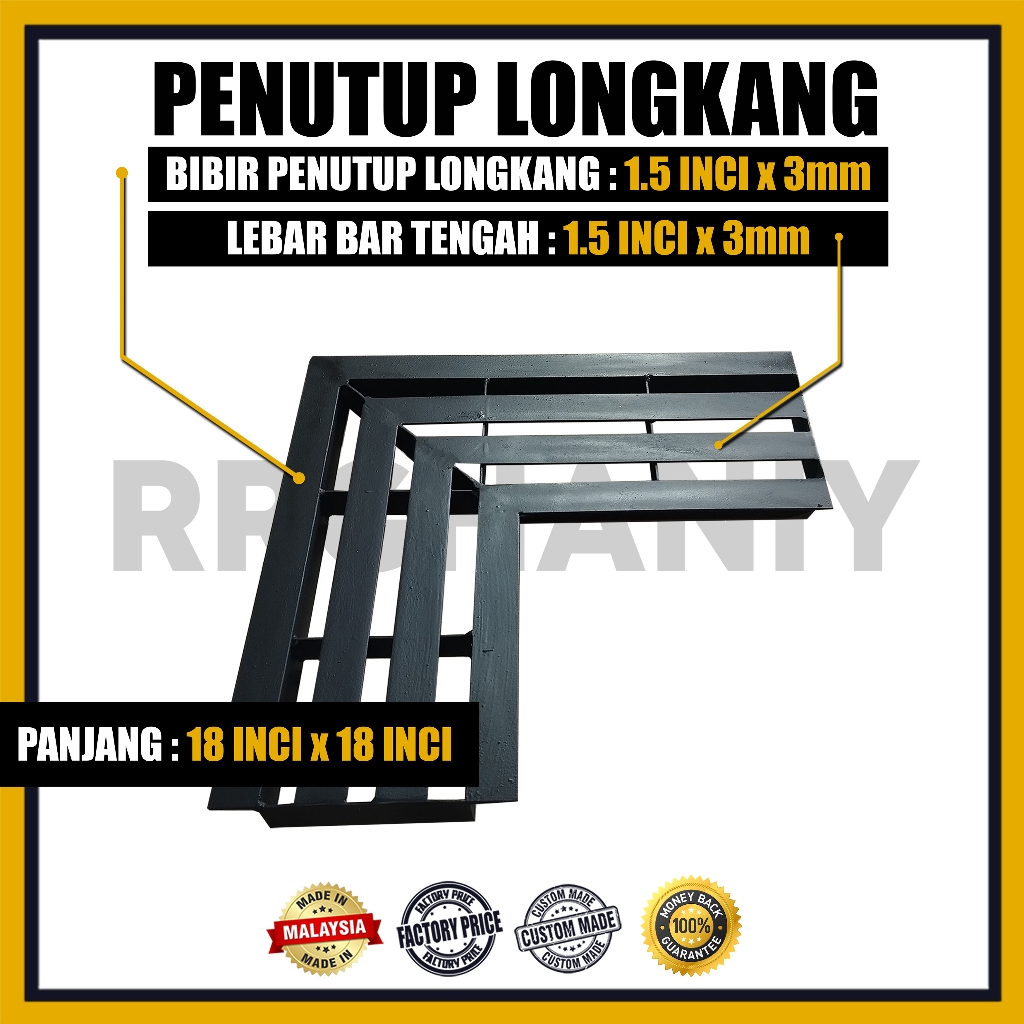 Drain Cover (Heavy Duty) Penutup Longkang Besi L-Shape For Sidewalk ...
