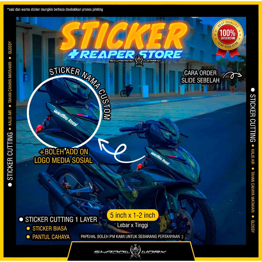 Sticker Custom Nama Sendiri Kat Motor | Sesuai Untuk Semua Model Motor ...