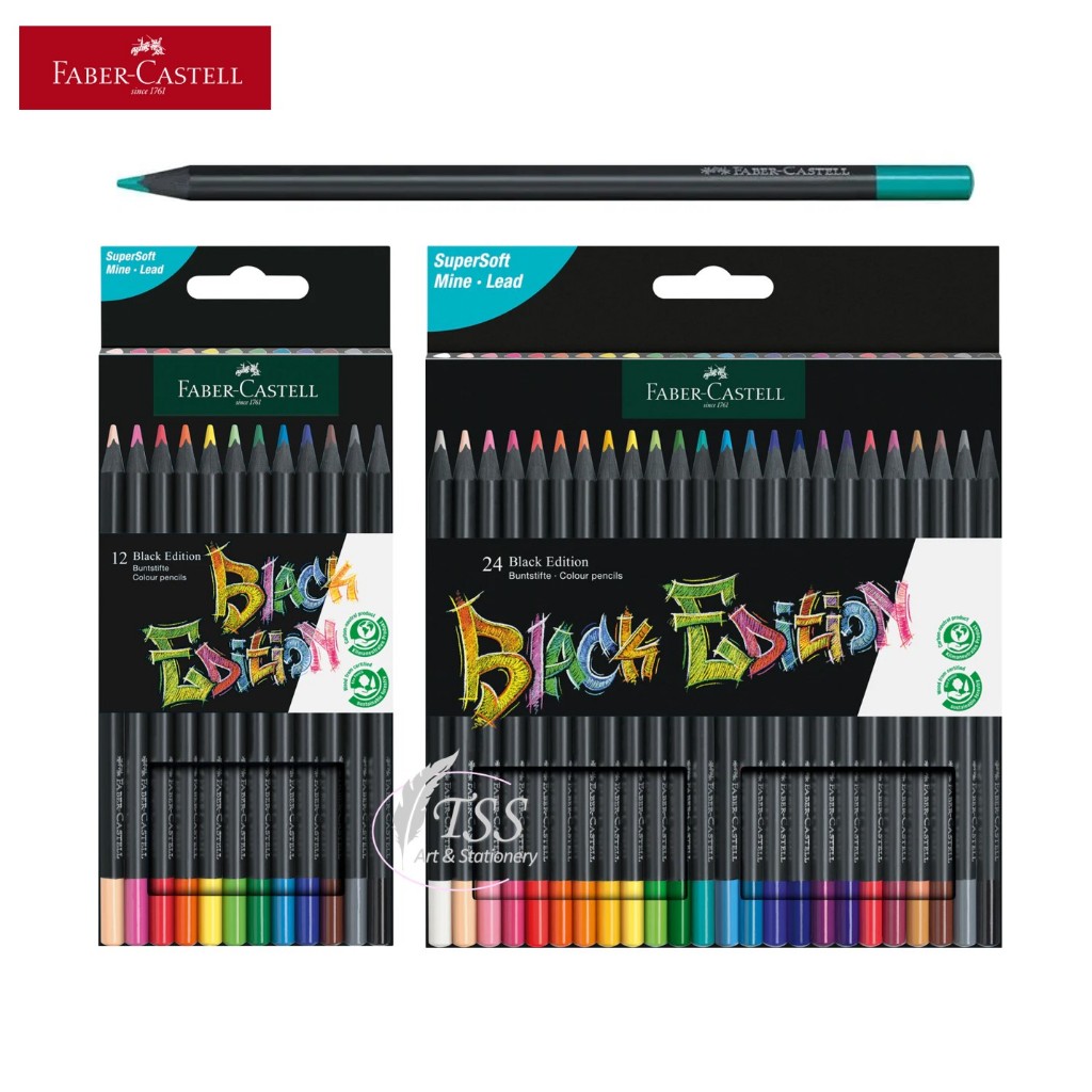 Faber-Castell Colour Pencils Black Edition 12/24 Colours | Pensil warna ...