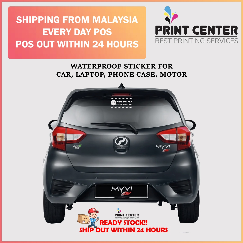 New Driver Car Sticker Car Funny Sticker Stiker Kereta Car Window ...