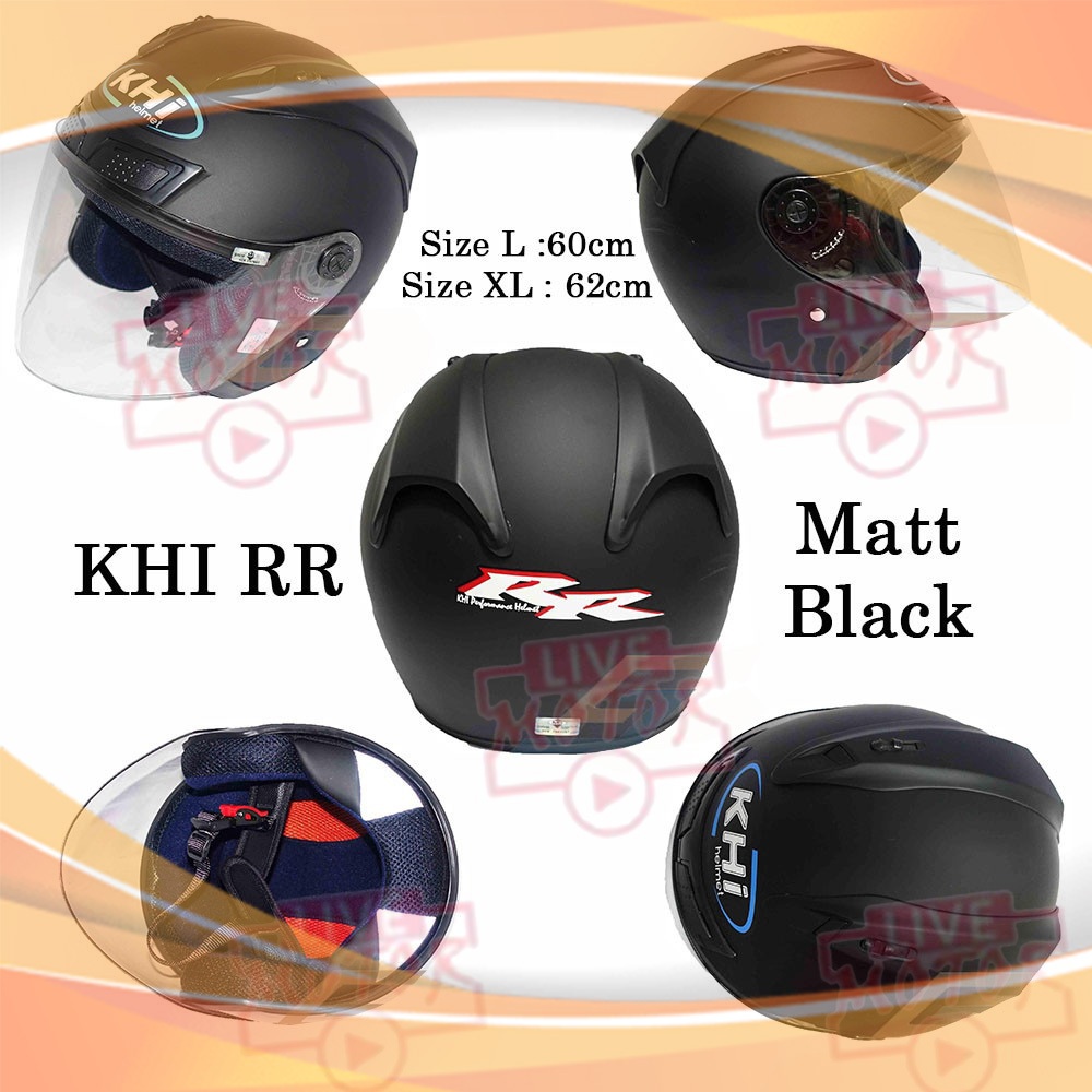 KHI K12.1 KHI RR Helmet Matt Black (SIZE L 60CM XL 62CM) | Shopee Malaysia