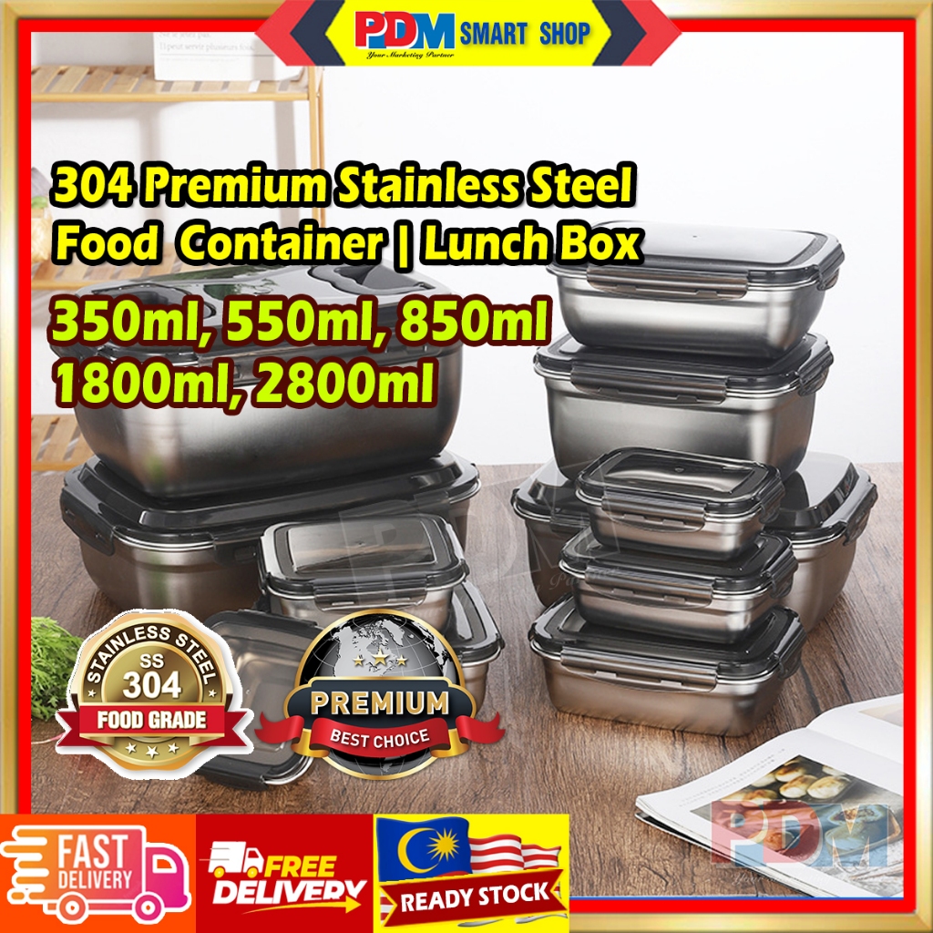 PDM Premium 304 Stainless Steel 350ml ~ 2800ml Food Storage Container ...