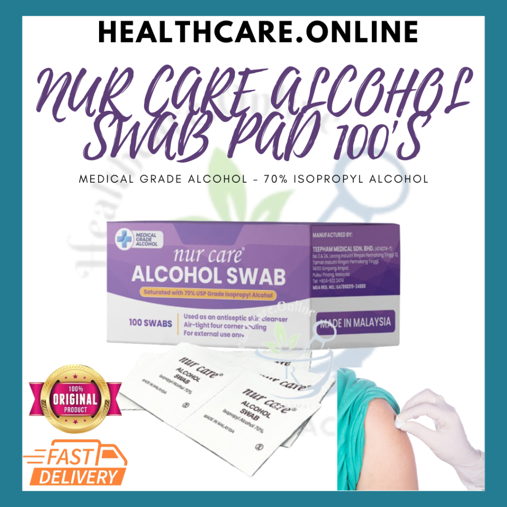 NUR CARE ALCOHOL SWABS 100'S | NURCARE MEDICAL GRADE ALCOHOL PADS 100'S ...