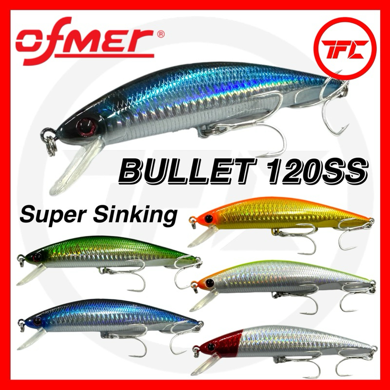 OFMER BULLET 120SS Super Sinking Minnow Lure 120mm 40g Pintail Tenggiri ...