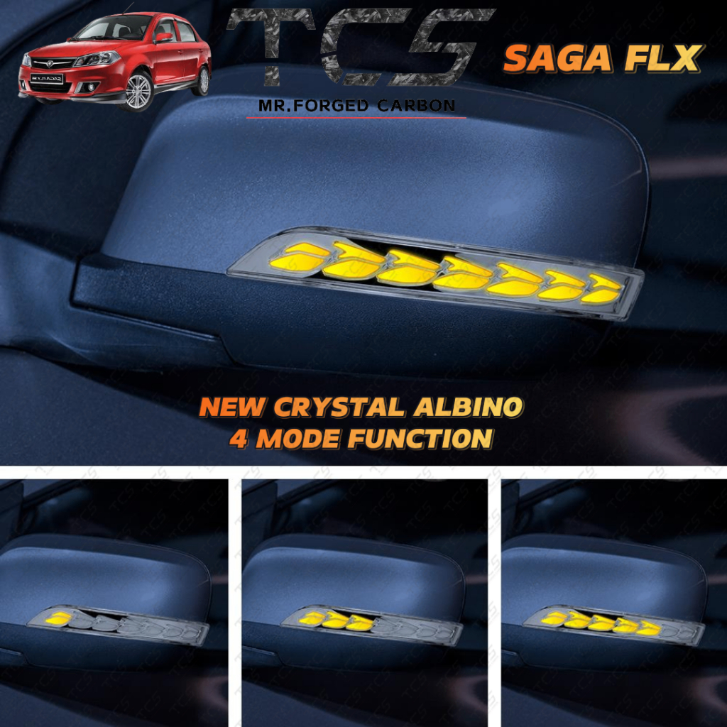 TCS PROTON SAGA FLX CAR CHROME ALBINO SIDE MIRROR DAY LIGHT LED TURN ...