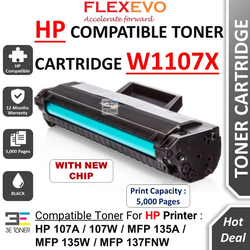 Compatible W1107A W1107X 107A 107X 1107 W1107 NEW CHIP Cartridge for ...