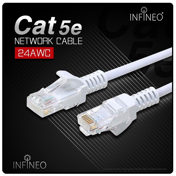 Infineo 24AWG Network LAN Cable Cat 5 Cat5e RJ45 Ethernet 1meter/2meter ...