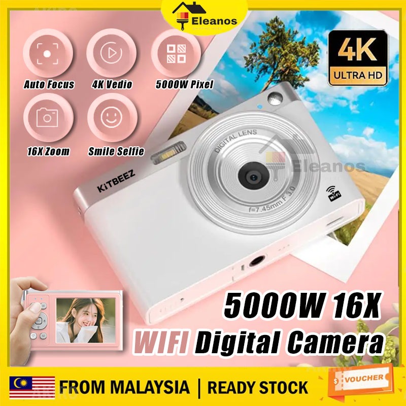 KiTBEEZ CCD Digital Camera 50MP 16X Zoom 4K HD Video Anti-Shake WiFi ...