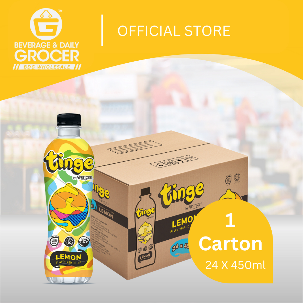 Spritzer Tinge Lemon Flavoured Drink 24x450ml | Shopee Malaysia