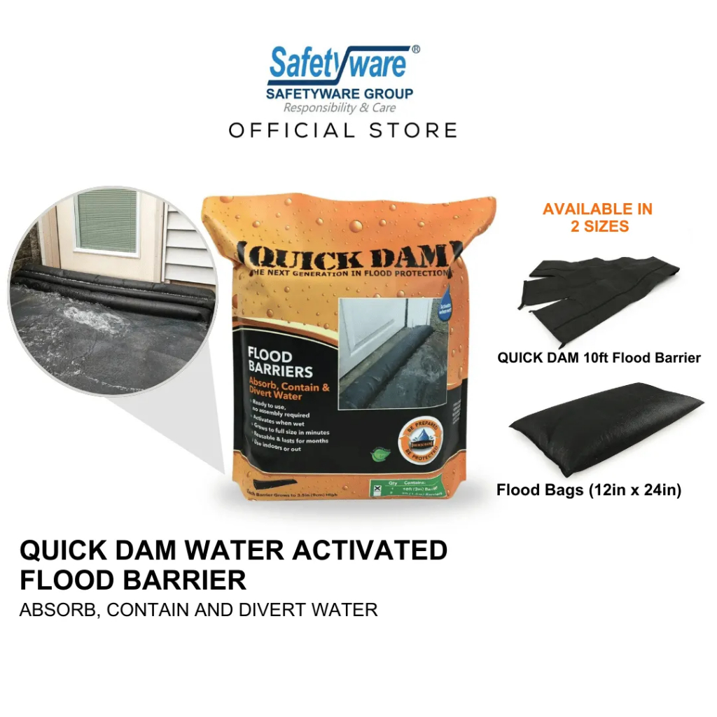 QUICK DAM Water Activated Flood Barrier | Flood Bag | Flood Control ...